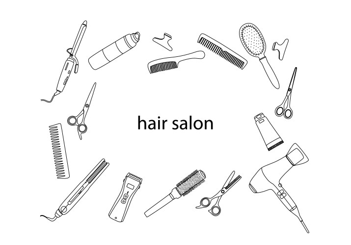 Frame border hairdressing tools Royalty Free Vector Image