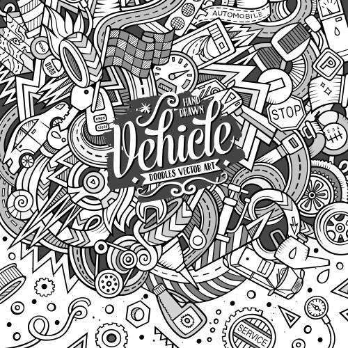 Cartoon cute doodles vehicle frame Royalty Free Vector Image