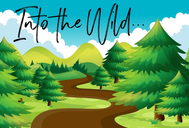 Cartoon of the forest scene with many trees Vector Image