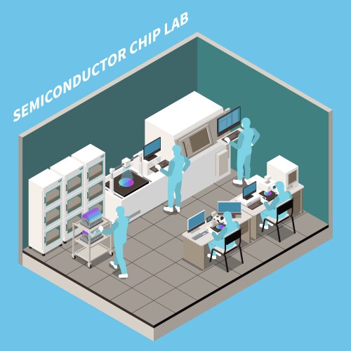 Isometric computer lab classroom Royalty Free Vector Image