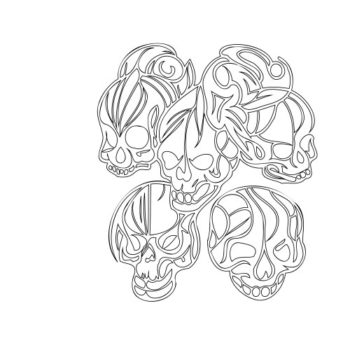 Decorative skulls outline sketch Royalty Free Vector Image