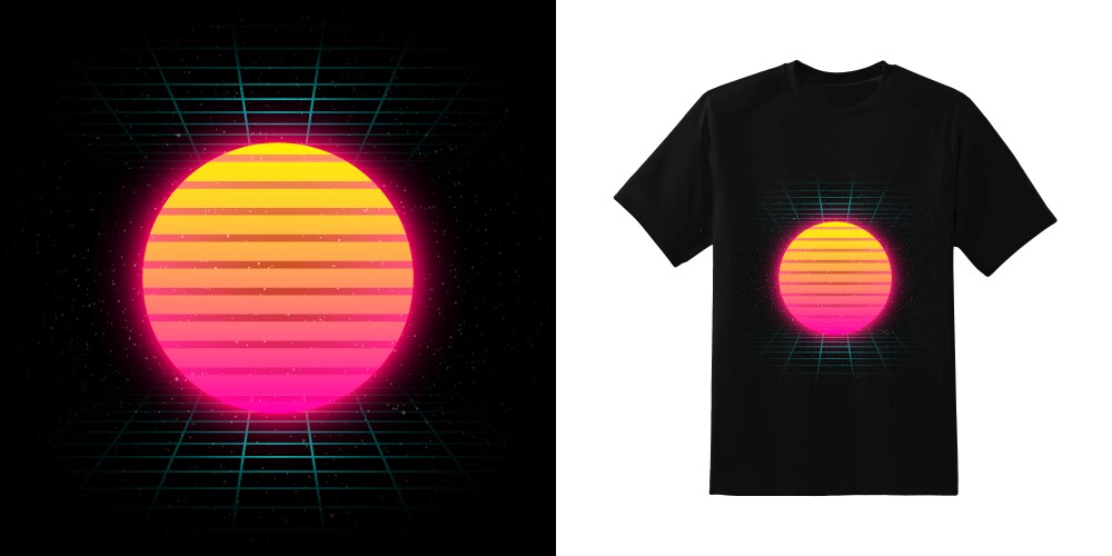 Retrowave style red glowing Royalty Free Vector Image
