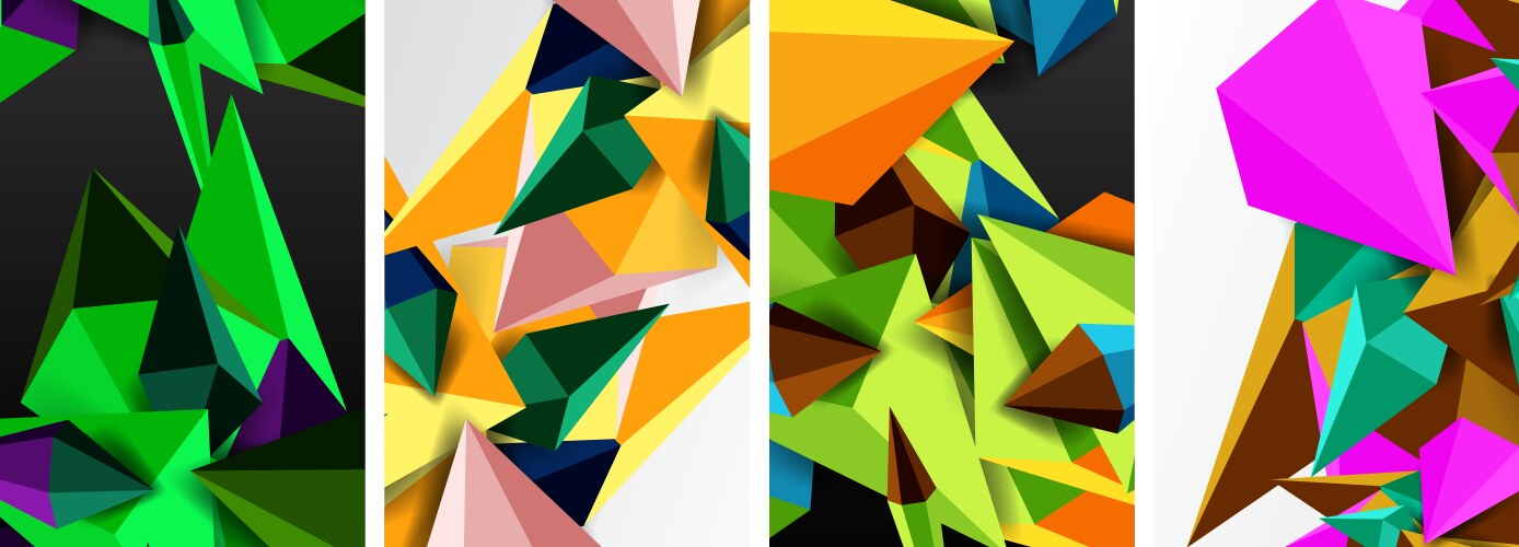 Set of triangle geometric low poly 3d shapes Vector Image