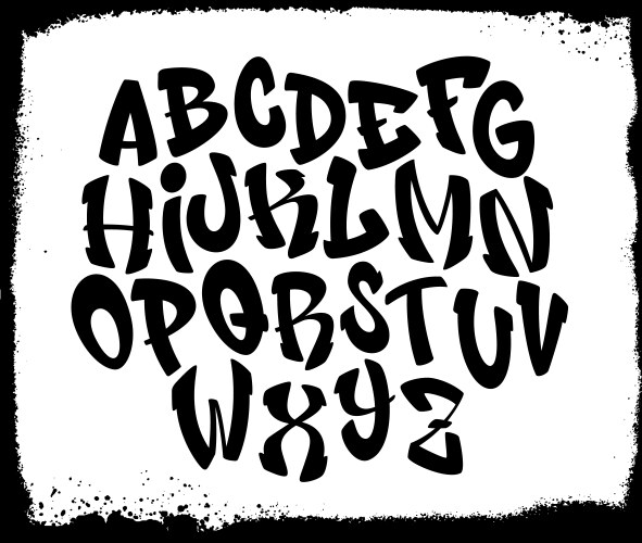 Handwritten Graffiti Font Alphabet Volumetric Vector Image
