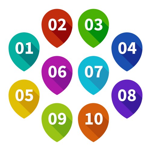 Set of a-z alphabet pin marker flat icons map gps Vector Image