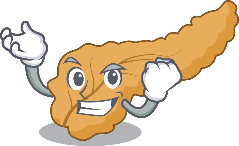 Happy and crying kawaii character of pancreas Vector Image