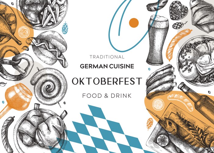 Oktoberfest background german cuisine menu design Vector Image