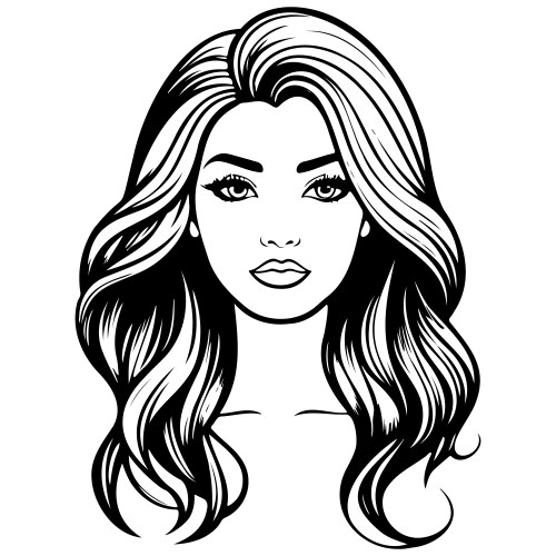 Realistic hair drawing outline cartoon line Vector Image