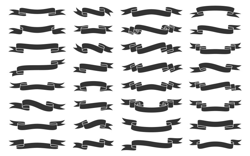 Black Ribbon Banner Set Royalty Free Vector Image