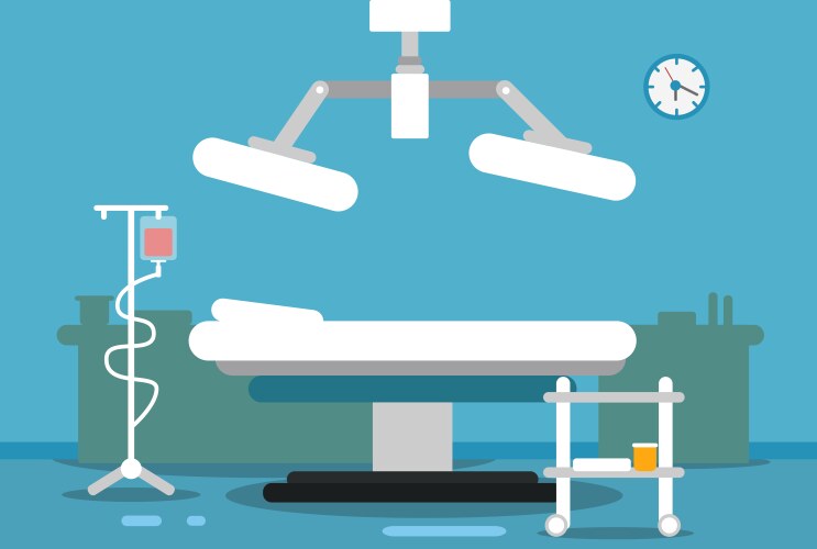 Surgical operation in hospital room interior Vector Image