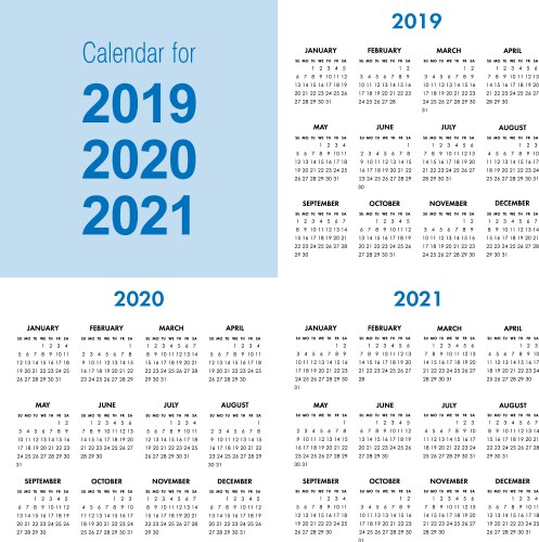 Colorful calendar for 2021 year week starts Vector Image