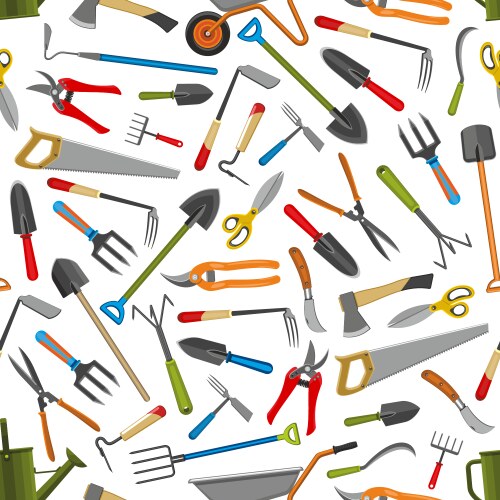 Farm gardening tools seamless pattern background Vector Image