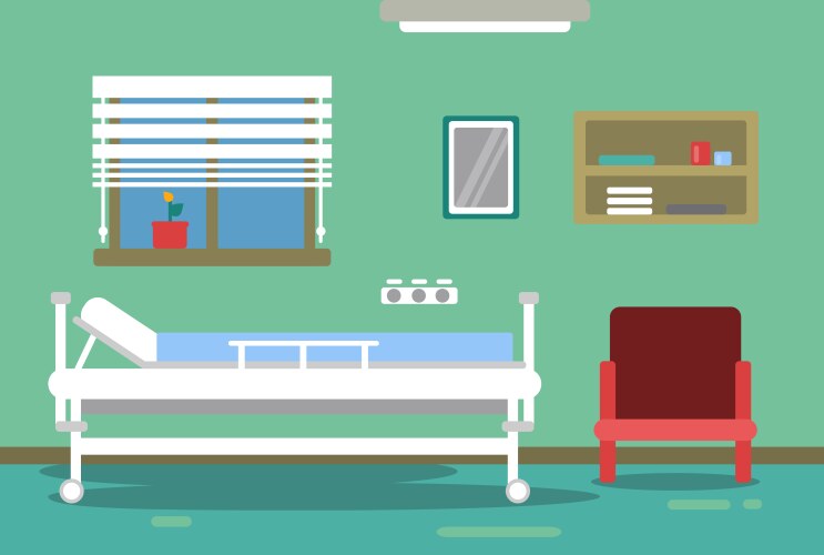 Cartoon hospital corridor interior with elevator Vector Image