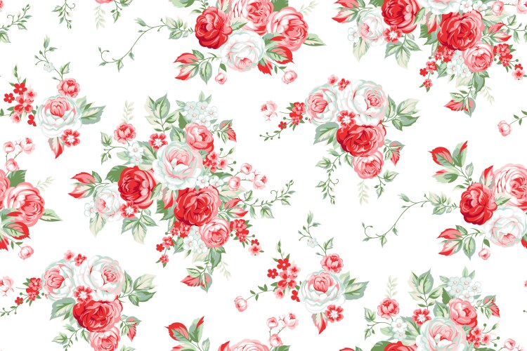 Seamless floral pattern with red roses on white Vector Image