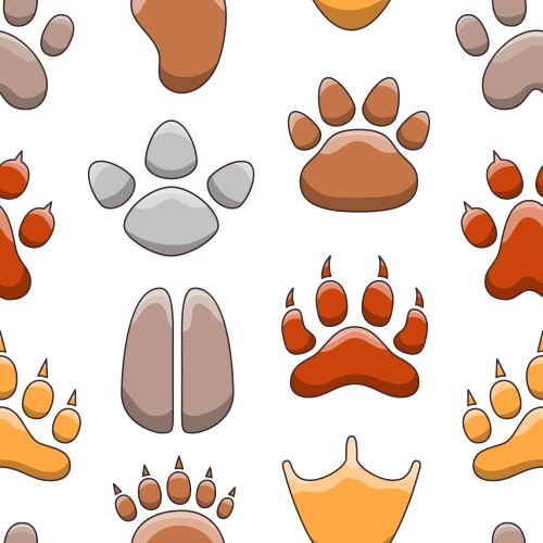 Animal paw print seamless pattern different Vector Image