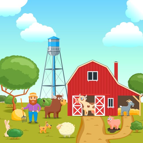 Cartoon banner on agricultural theme Royalty Free Vector