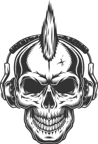Skull with headphones Royalty Free Vector Image