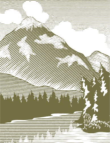 Landscape wilderness and horse drawing Royalty Free Vector