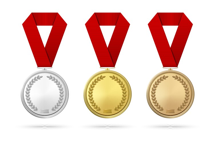 Gold silver and bronze medal template Royalty Free Vector