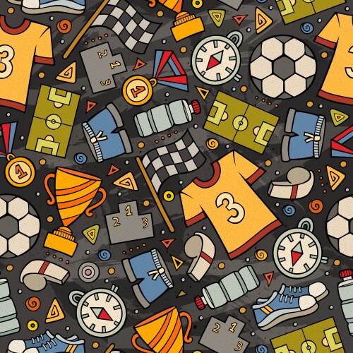 Cartoon cute sport seamless pattern Royalty Free Vector