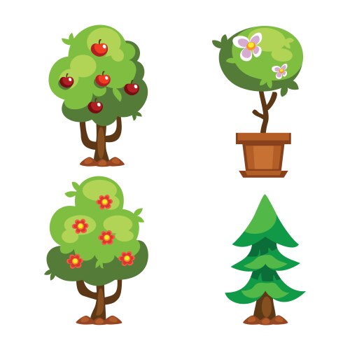 Cartoon garden green tree Royalty Free Vector Image