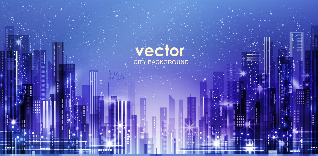 Modern night city skyline landscape background Vector Image