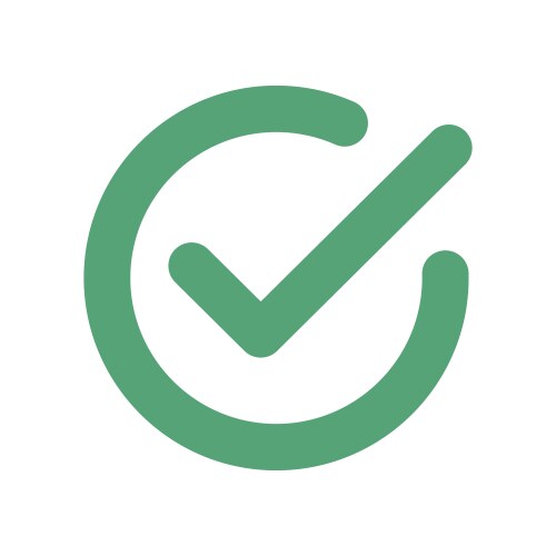 Green check mark icon with transparent background Vector Image