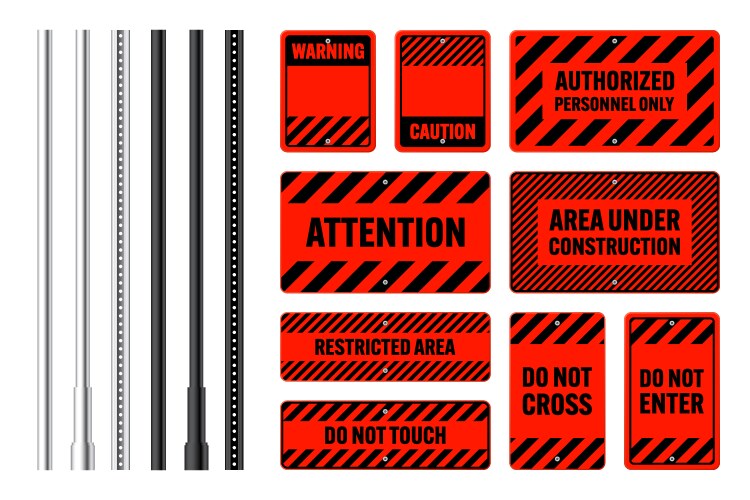 Danger and dangerous zone warning red frames hud Vector Image