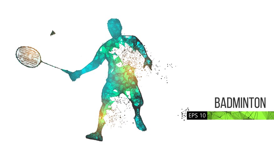 Abstract silhouette a wireframe badminton Vector Image