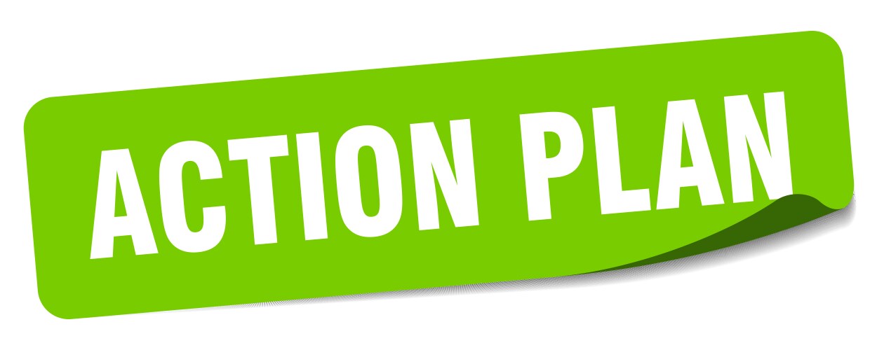 Action plan sticker sign Royalty Free Vector Image