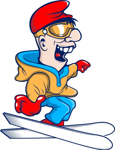 Ski jumping colored cartoon Royalty Free Vector Image
