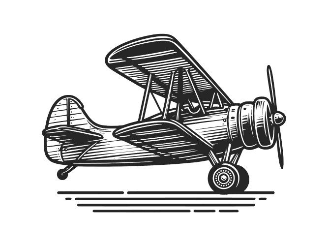 Classic biplane airplane Royalty Free Vector Image