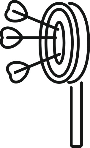 Bullseye target with arrows line art Royalty Free Vector