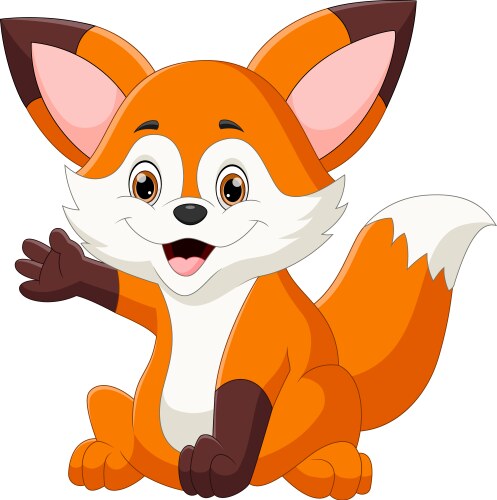 Cartoon fox look back Royalty Free Vector Image