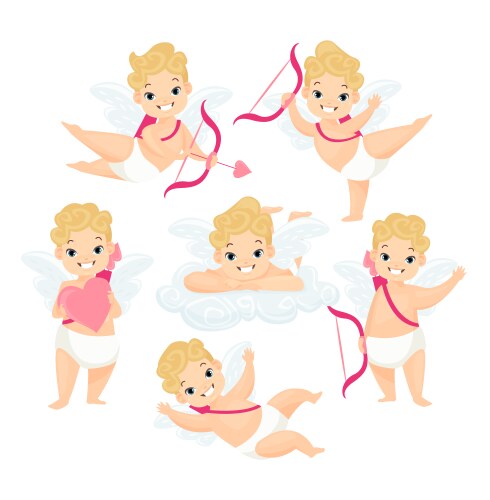 Cute little cupid isolated on a white background Vector Image