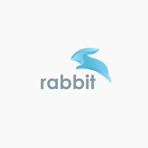 Jumping running rabbit hare logo Royalty Free Vector Image