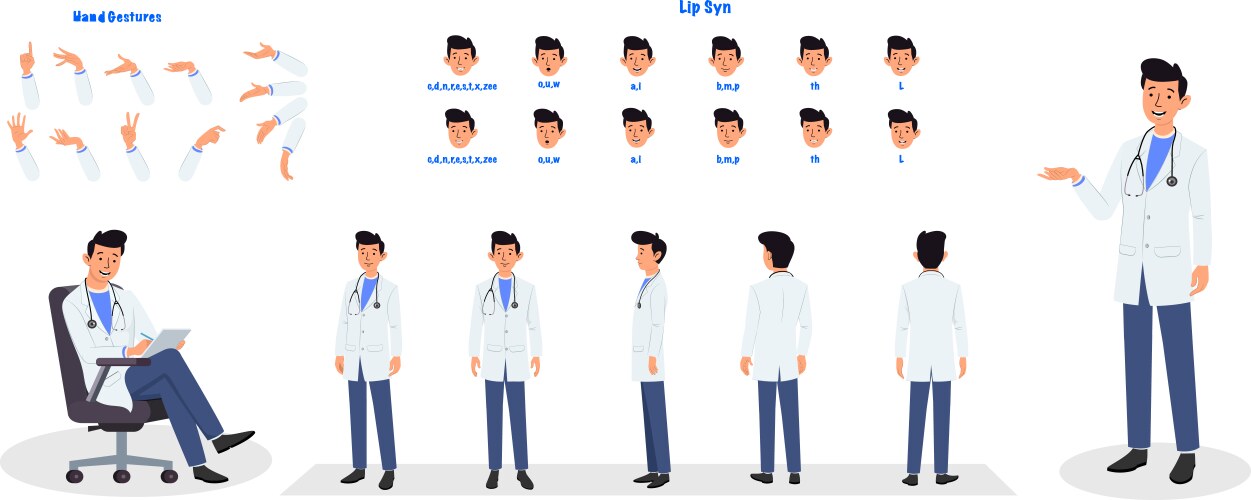 Dentist character model sheet doctor cha Vector Image