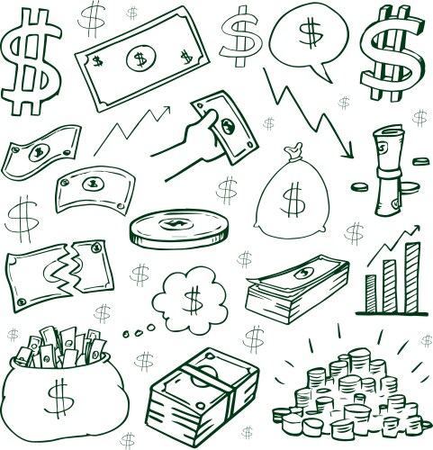 Money and numbers set Royalty Free Vector Image