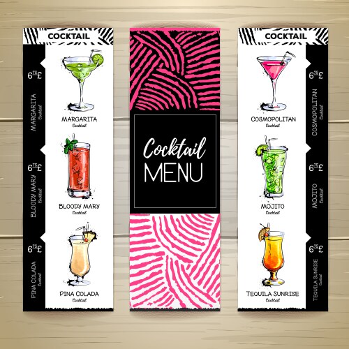Cocktail menu Royalty Free Vector Image - VectorStock