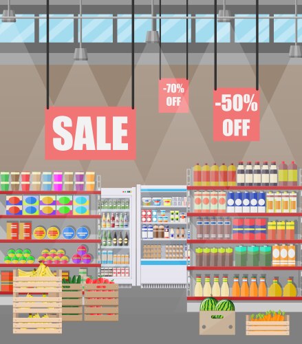Grocery Store Interior Royalty Free Vector Image
