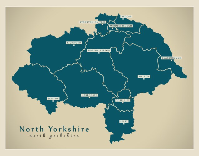 North yorkshire county administrative map Vector Image