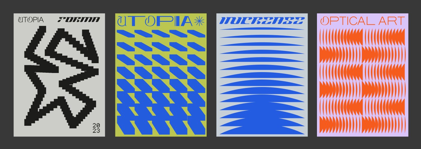 Set of cool optical pattern posters collection Vector Image