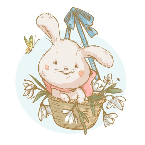 Happy cute bunny cartoon isolated Royalty Free Vector Image