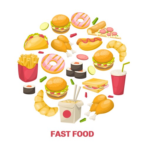 Isometric fast food elements set Royalty Free Vector Image