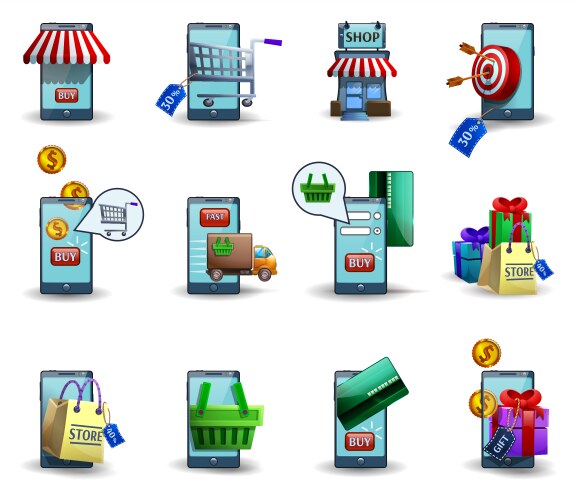 E-commerce stickers set Royalty Free Vector Image
