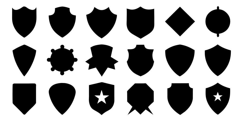Great lovely shield badges logo art set Royalty Free Vector