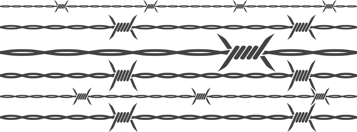 Realistic 3d detailed barbed wire line set Vector Image