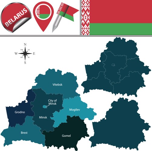 Map gomel region belarus Royalty Free Vector Image