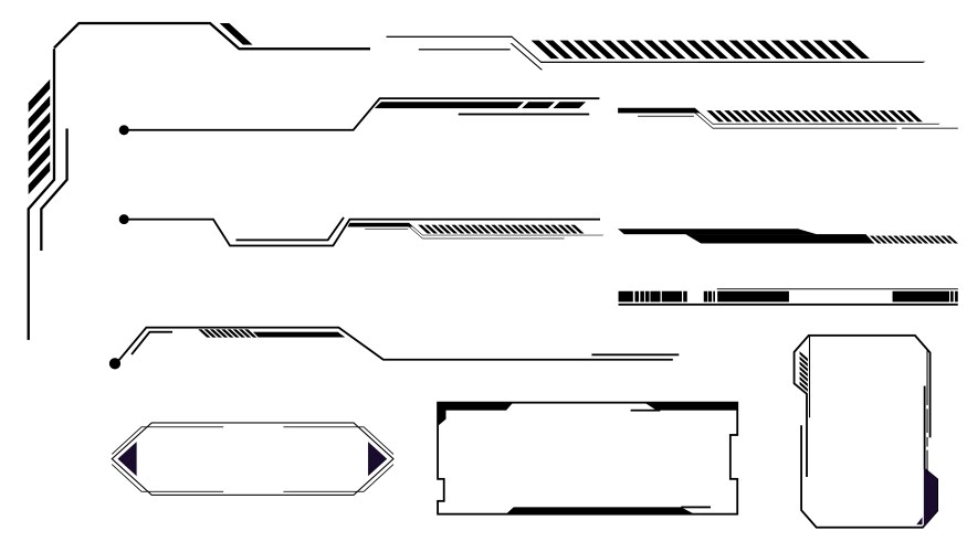 Futuristic hud frames borders text box game menu Vector Image