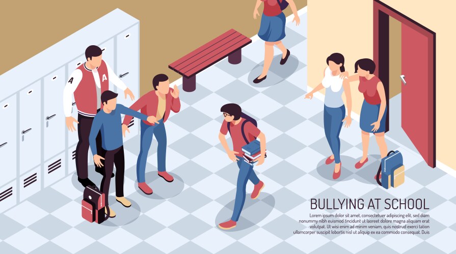 Stop bullying concept sad unhappy school boy Vector Image